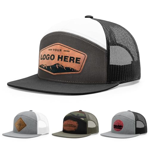 Amazon.com: 2-Pack Personalized Custom Flat Bill Trucker Leather Patch ...