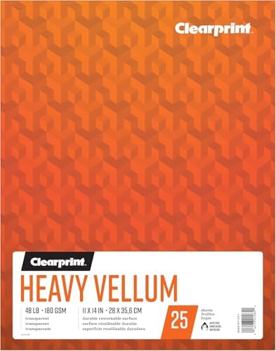 Amazon.com: Clearprint 11" x 14" Heavy Vellum Pad, 48 lb. / 180 GSM, 25 ...
