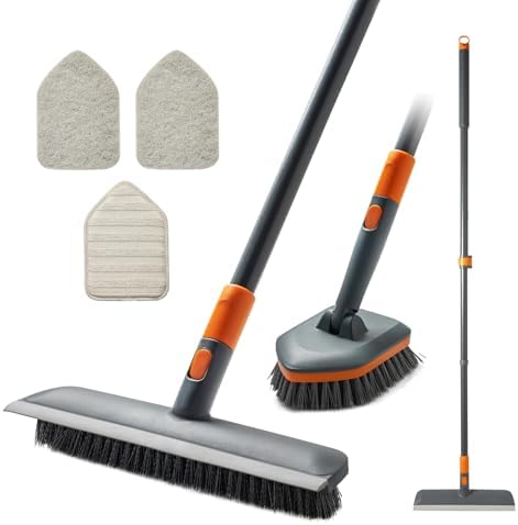 Amazon.com: AIR U+ Floor Scrub Brush with Long Handle, 3 in 1 Scrape ...