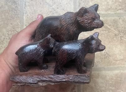 Amazon.com: Ironwood Grizzly Bear Family Wood Carving - Hand-Carved by ...