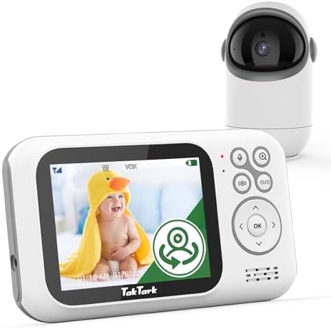 Babyphone Caméra Moniteur Vidéo pour Bébé 5” Ecran LCD Pan-Tilt Camera ...