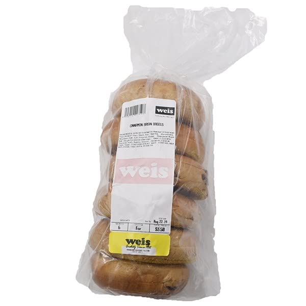 Amazon.com: Weis in Store Baked, Cinnamon Raisin Bagels, 4 Count ...