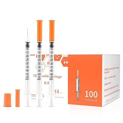 29 Gauge 1/2cc 1/2 inch Syringe - U 100 0.5ml Syringe with Needle ...