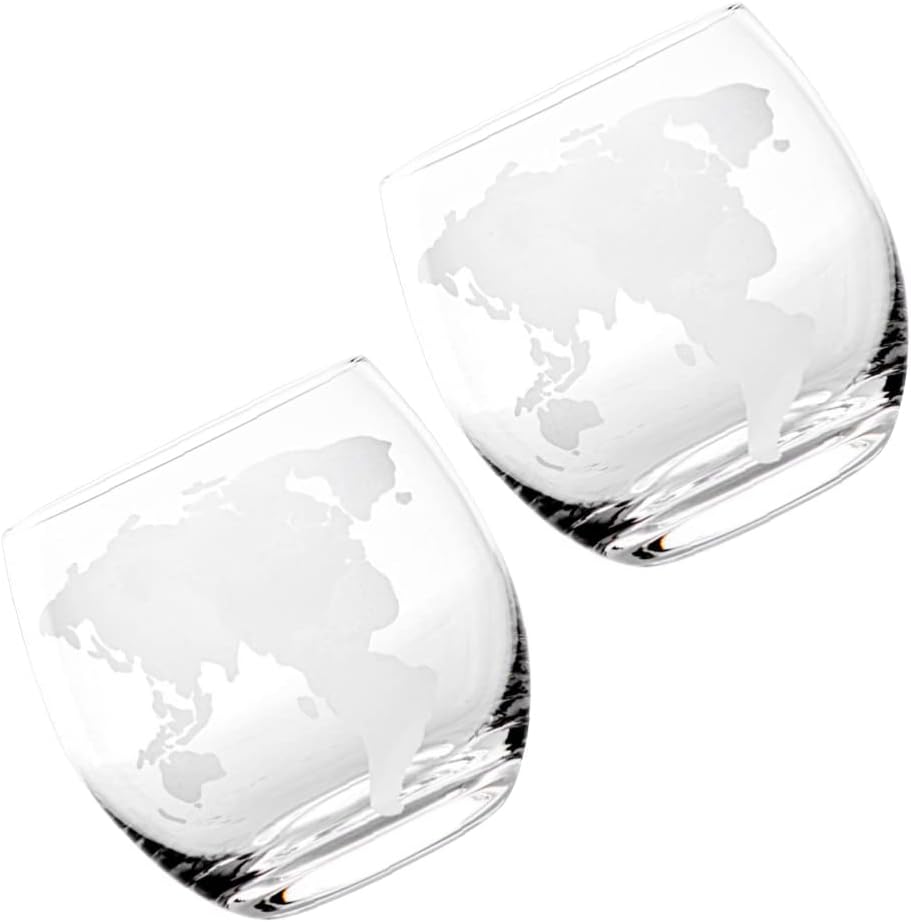 Amazon.com | DOITOOL 2Pcs Globe Whiskey Glasses World Map Cocktail cups ...