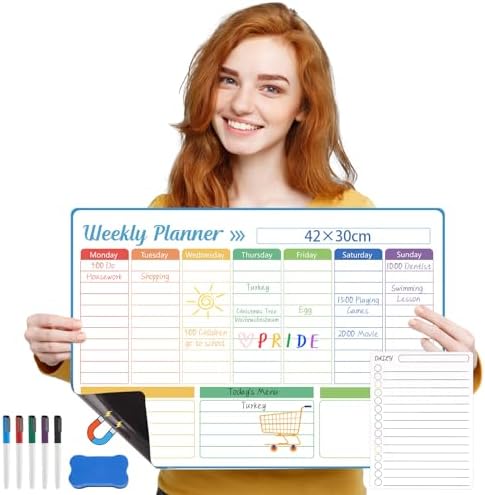 A3 Weekly Planner Whiteboard + Daily Planner, Magnetic Weekly Planner ...