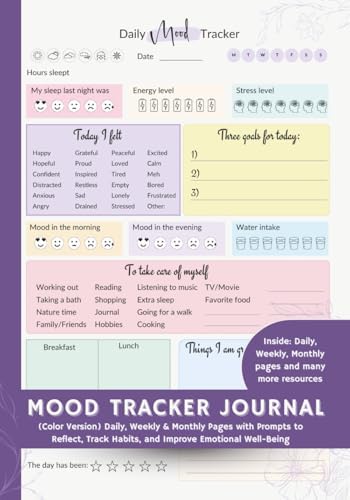 Amazon.com: MOOD TRACKER JOURNAL: (Color Version) Daily, Weekly ...