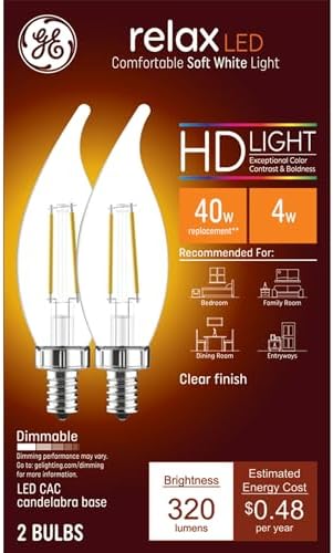 GE Relax LED Light Bulbs, 40 Watt, Soft White, Decorative Bulbs, Clear ...