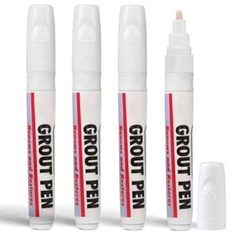 Grout Pen White for Tiles | Pack Of 4 Grout Whitener Waterproof Tile ...