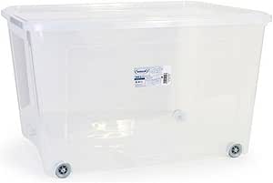 Amazon.com: Tontarelli Storage Boxes Transparent 145 Litre C/Wheels ...