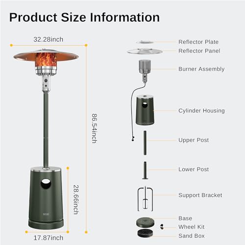 EAST OAK 50,000 BTU Patio Heater with Sand Box, Table Design, Double ...