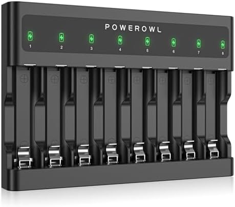 Amazon.co.jp: POWEROWL AA AAA Battery Charger 8 Bay, Independent Slot ...