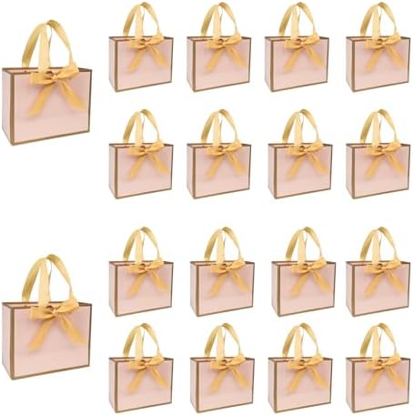 Amazon.com: TKSBAG 50 PCS Small Pink Gold Gift Bags with Bow Ribbon - 6 ...