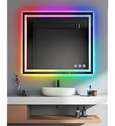 Amazon.com: oneup 24x32'' RGB Bathroom Mirror with Lights,RGB Color ...