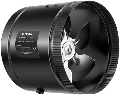 VIVOSUN Inline Booster Duct Fan 8” 420 CFM, HVAC Exhaust Ventilation ...