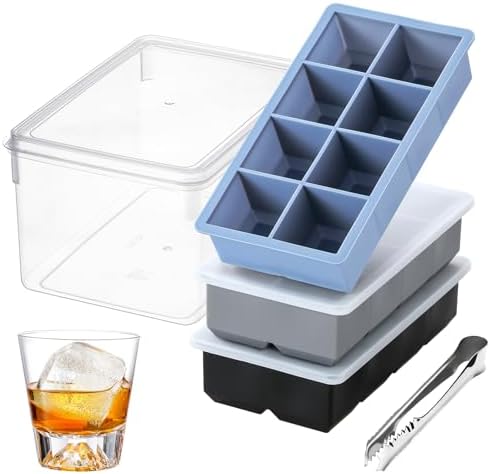 Amazon.com: 3 Pack Large Ice Cube Trays for Freezer with Lid and Bin, 2 ...