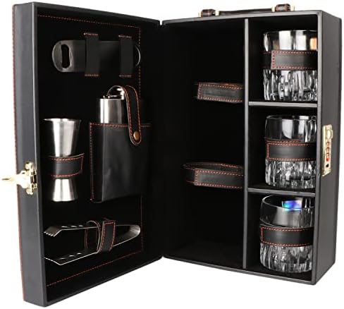Buy Anything & Everything Travel Bar Set | Portable Leatherette Bar Set ...