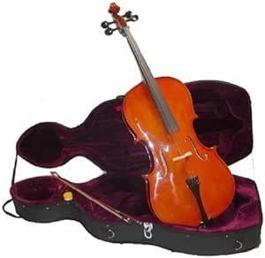 Amazon.com: Merano 1/2 Size Hand Made Solid Wood Ebony Fitted Cello ...