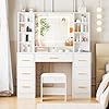 Amazon.com: ANWBROAD Vanity Desk Table with Lighted Mirror 39.4“ Girls ...