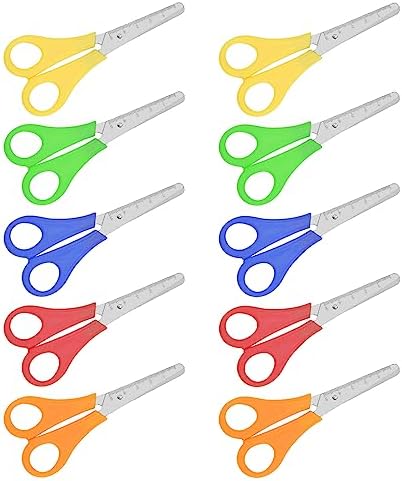 10PCS Kids Scissors 5 Colors Children Safety Scissor with CM Scale ...