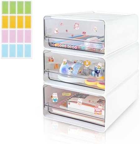 Single Drawer Storage, Clear Stackable Desk Storage Box with Drawers ...