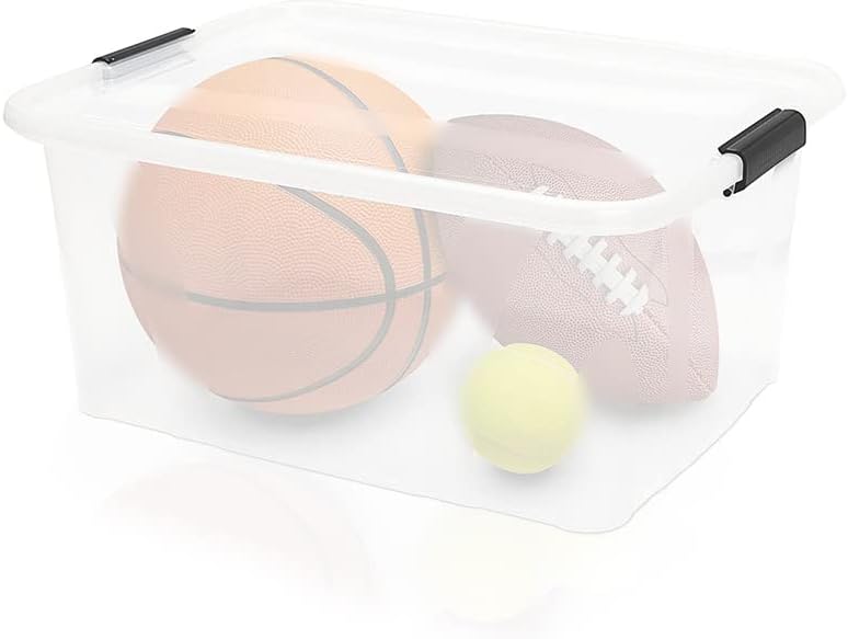 BigDean Aufbewahrungsbox mit Deckel transparent - 32L + Clipverschluss - Stapelbox Ordnungsbox ...