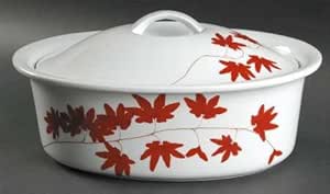 Amazon.com: Mikasa Pure Red 3 Quart Oval Covered Casserole, Fine China ...