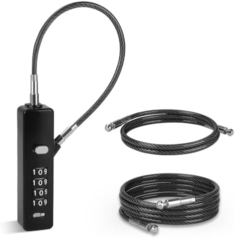 Versatile Cable Lock – 4-Digit Combination Lock with 3 Interchangeable ...