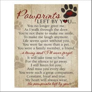 Pawprints Pet Memorial Frame with Pawprints Left by You Poem (Frame ...