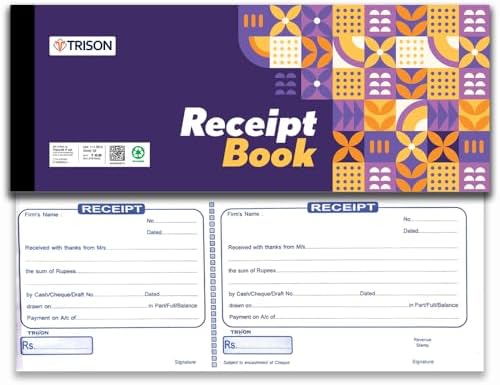 Trison Cash Receipt/Money Receipt Book with Counterfoil | 50 Sheets ...