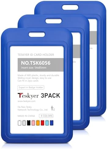 Teskyer 3 Pack ID Card Holders, Badge Holder, Plastic, with Clear ...