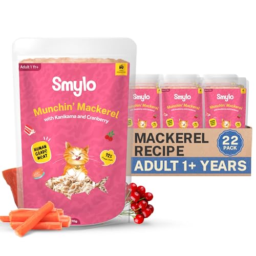 Smylo Natural Healthy Adult Cat Wet Food (1+ Yrs) 70g x 22 Packs ...