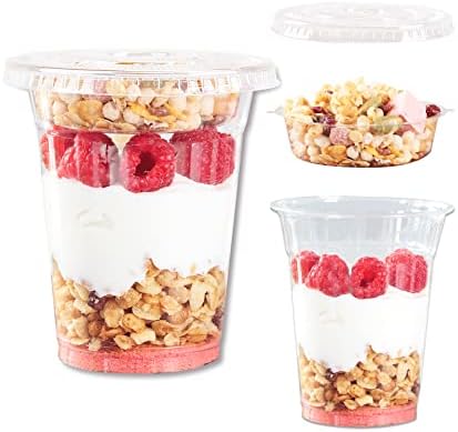 Amazon.com: 50 Pc. Clear Plastic Parfait Cups with Lids & Inserts ...