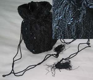 Amazon.com: Black Beads Pull String Bag : Arts, Crafts & Sewing