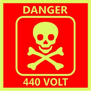 5 Piece Combo Offer Danger 440 Volt Night Glow Elimination Sign Board ...