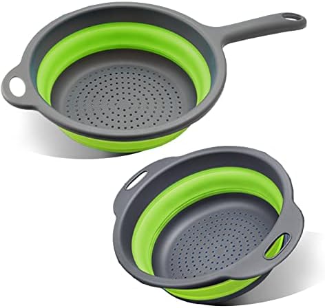 2 Pack Kitchen Foldable Silicone Strainer Colanders, Collapsible ...
