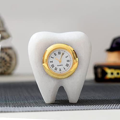 SAUDEEP INDIA Tooth Shape Dentist Desk Marbel Table Clock for Decor and ...