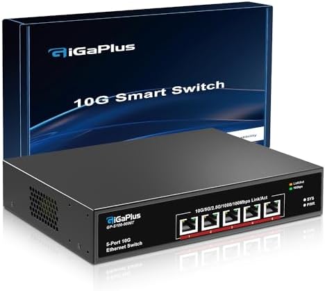 5-Port 10Gb Ethernet Switch, 5 x 10Gbe RJ45 Ports, 100Gbps Switching ...