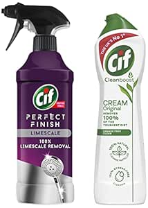 CIF Perfect Finish Limescale Remover Spray | 100% Effective |435ml & Cif Original Cream Surface ...