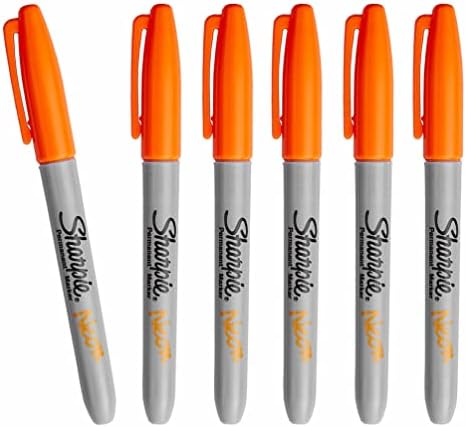 6 x Sharpie Neon Glow in the Dark Permanent Marker Pens, Fine Point Tip ...