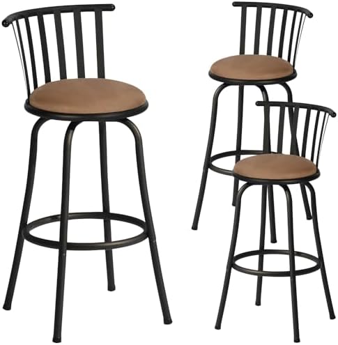 Amazon.com: FurnitureR Classic Barstools Set of 3, Country Style Bar ...