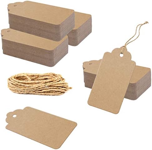 150 PCS Kraft Paper Gift Tags with 100 Feet Natural Jute Twine String ...
