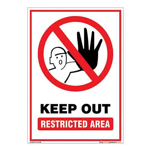 buysafetyposters.com - Keep Out Restricted Area Sign in English - Vinyl ...