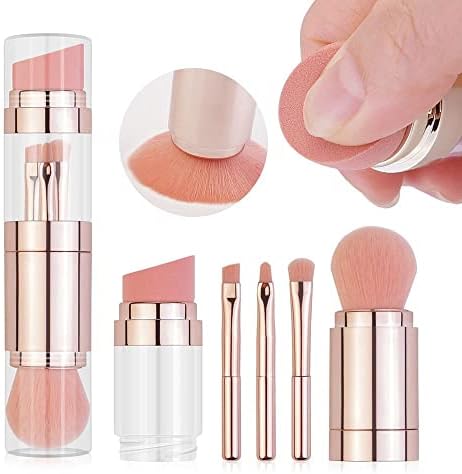 Amazon.com: Mini Makeup Brush Set Rose Gold - 5 in 1 Portable Travel ...