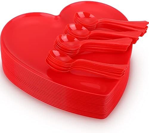 Amazon.com | FillTouch 54 Pcs Valentine's Heart Shaped Plates and ...