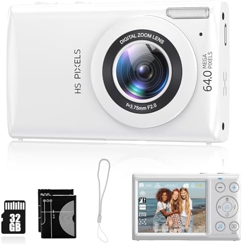 Amazon.com : Sheawasy Digital Camera White Vlogging Camera 32GB Card 4K ...