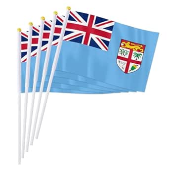 PTEROSAUR 50 Pack Fiji Handheld Flag, 5.5x8.2 Inch Fiji National Small ...