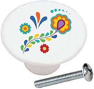 Farm Fresh Knobs Mexico Flowers KNOB Mexican Glossy Ceramic Dresser ...