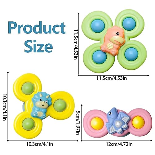 Kidology 3Pcs Silicone Suction Cup Spinner Sensory Fidget Baby Bath ...