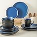 Amazon.com | Stone Lain Albie 16-Piece Dinnerware Set Stoneware, Blue ...