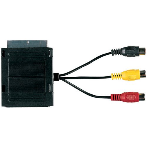 121AV Scart Plug to Scart Socket & 3 Phono Sockets (Audio/Video Out ...